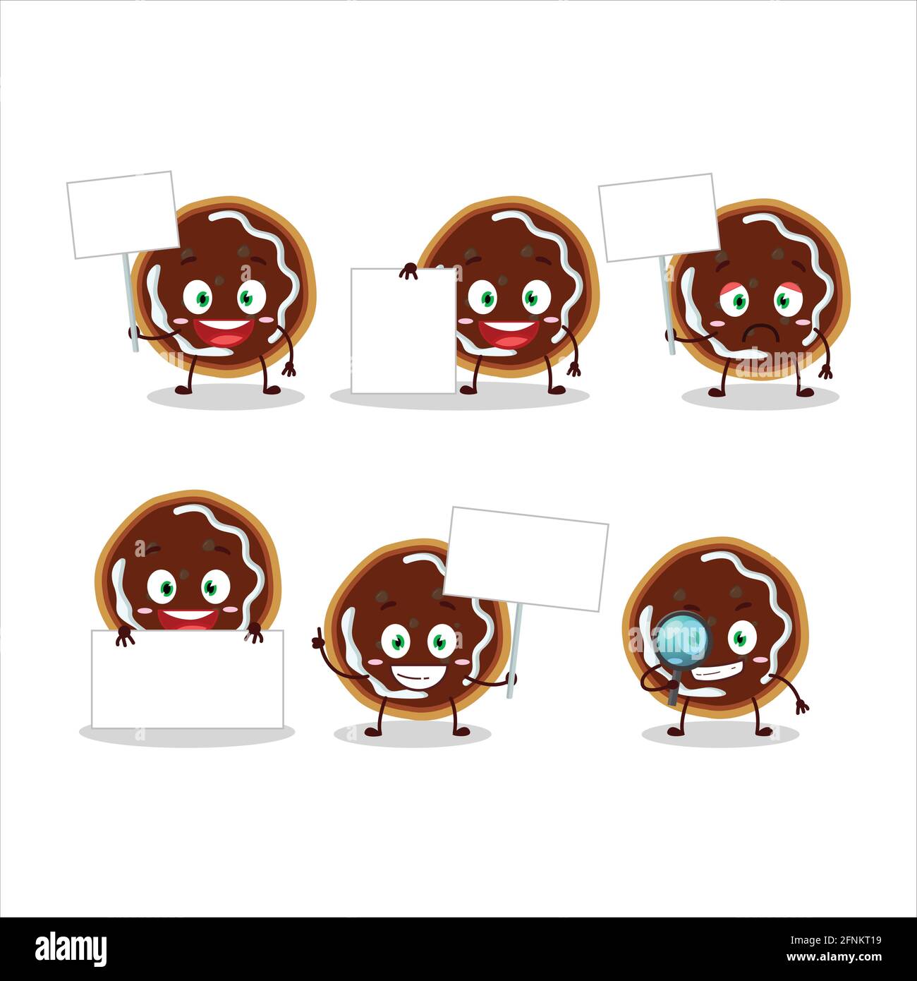 Cookies with jam cartoon character bring information board. Vector ...