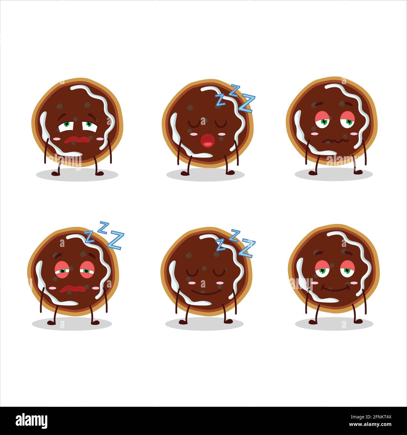 Cartoon character of cookies with jam with sleepy expression. Vector ...