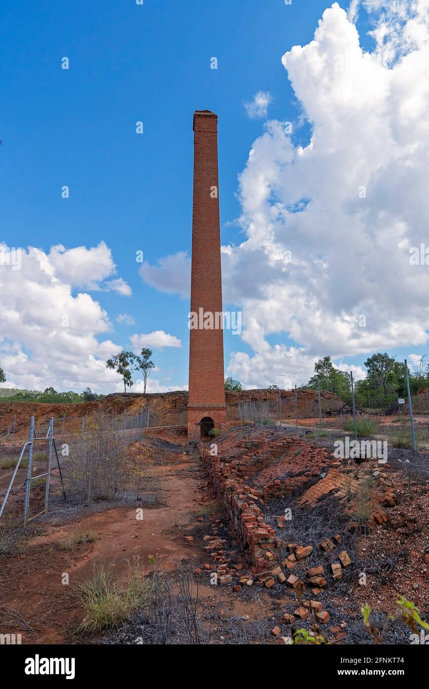 Close up of old historical Copperfield chimney once part of copper ...
