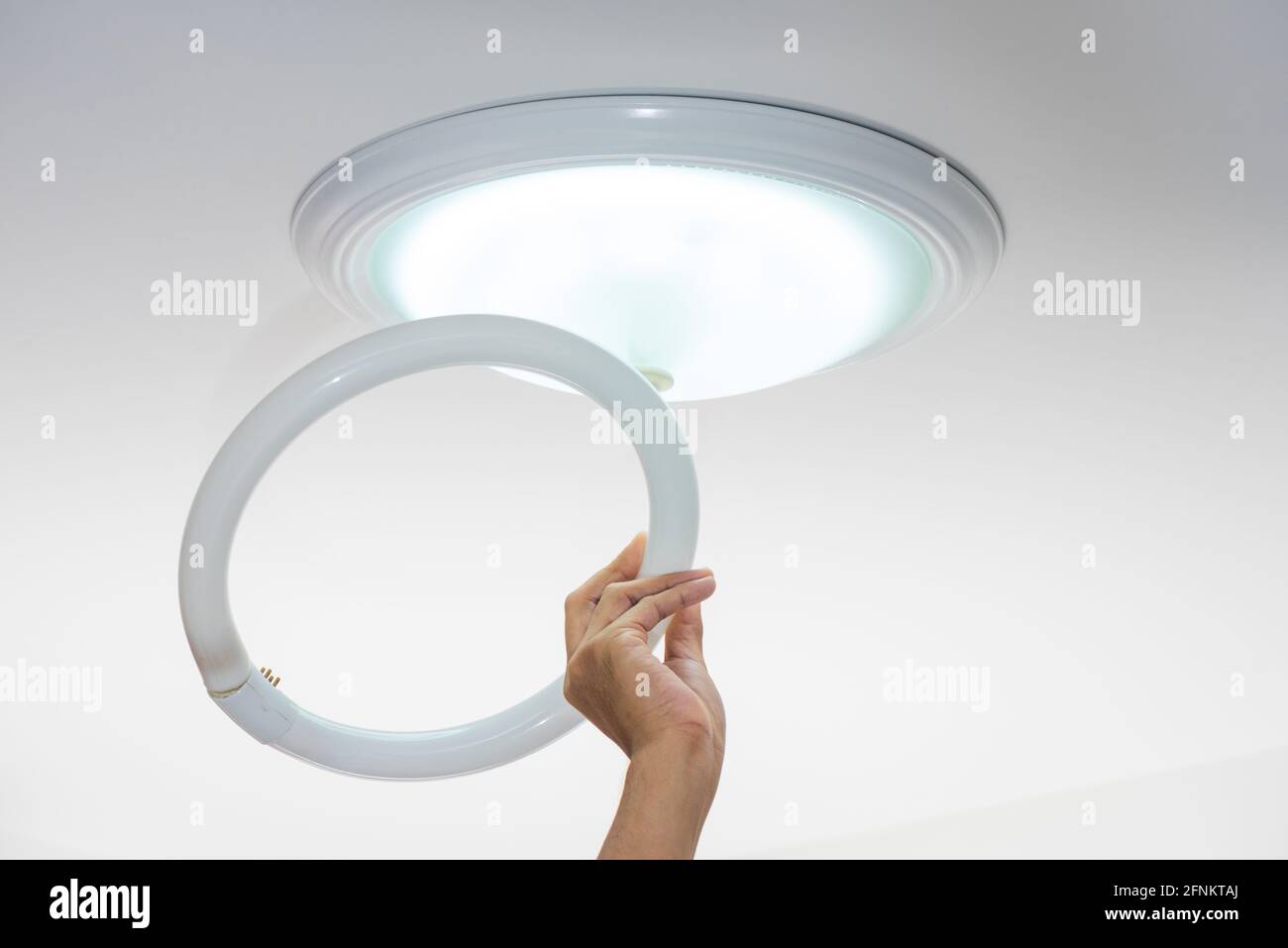 Replacing the fluorescent tube with energy saving LED ceiling light ...