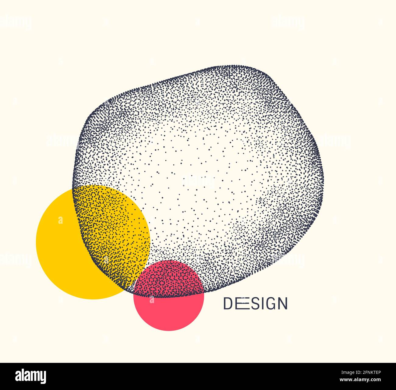 An abstract cell represented as an object of dots. Molecular grid. 3d ...