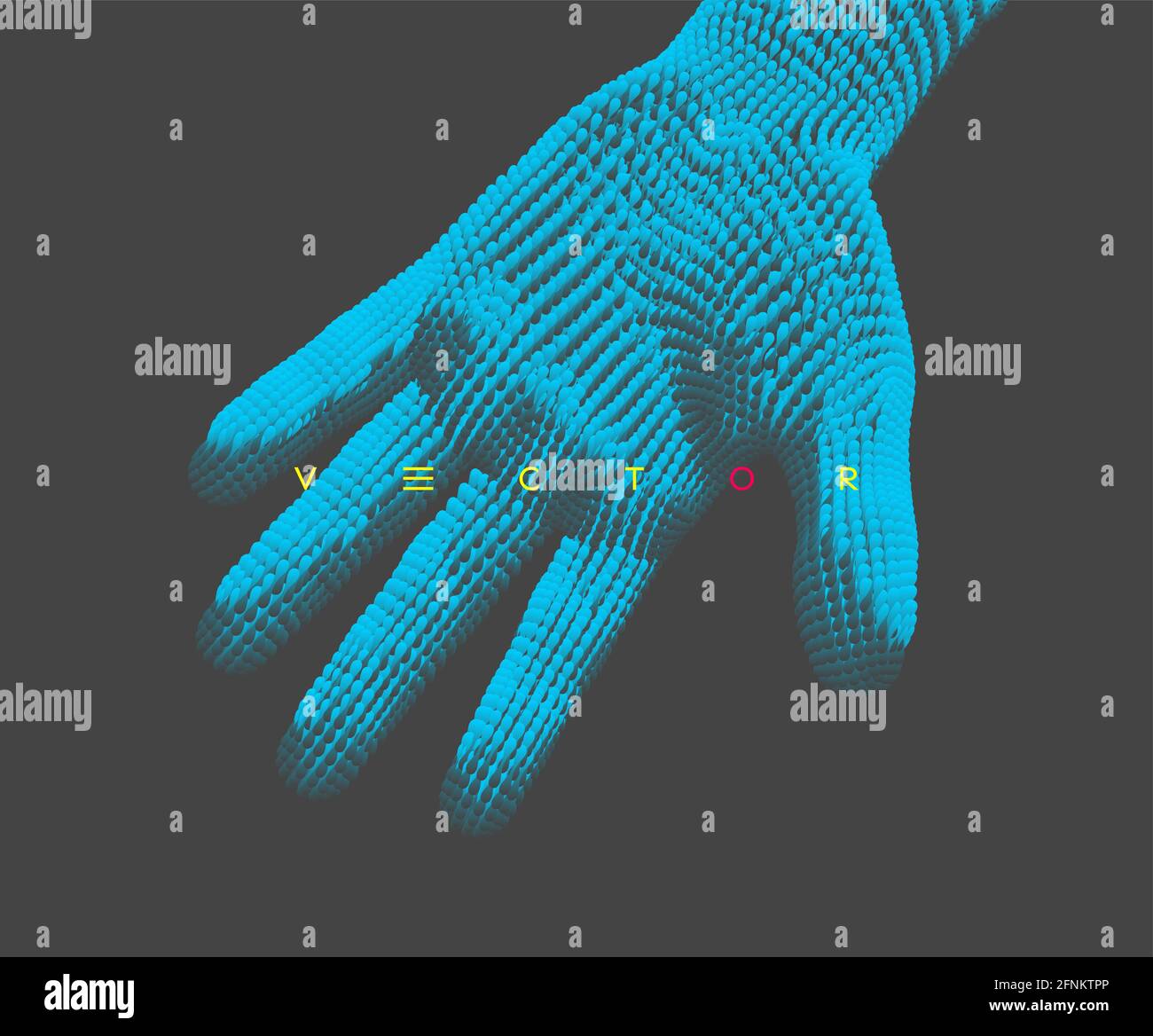 Open palm with five fingers. Human hand in futuristic technology style ...