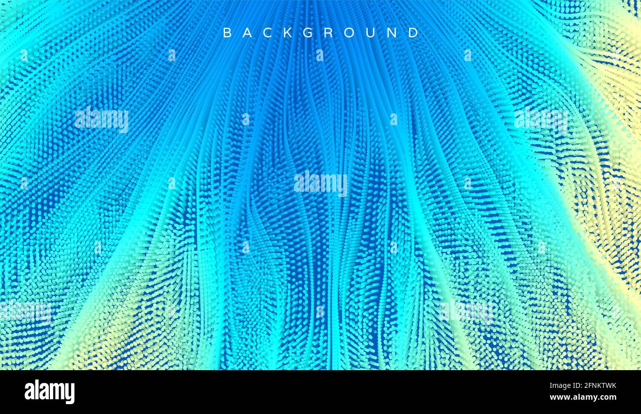 Point explode. Array with dynamic emitted particles. 3d technology style. Abstract background ...