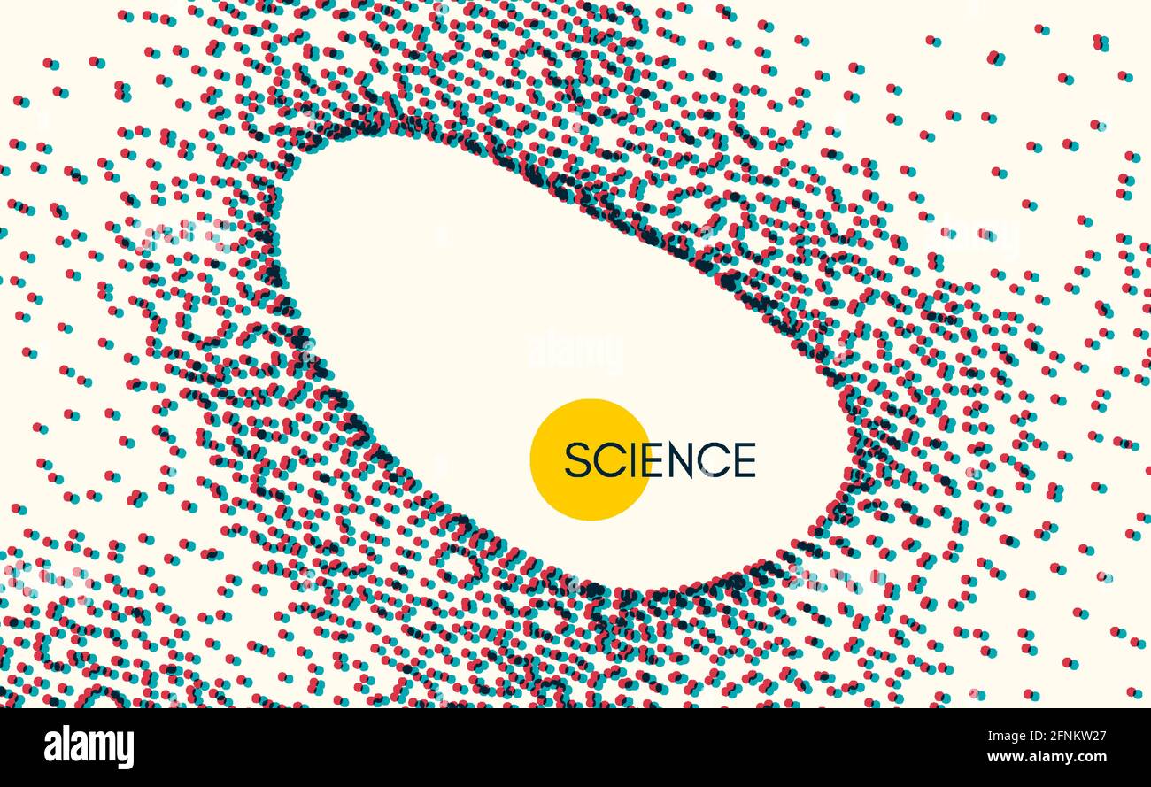 An abstract cell represented as an object of dots. Molecular grid. 3d ...