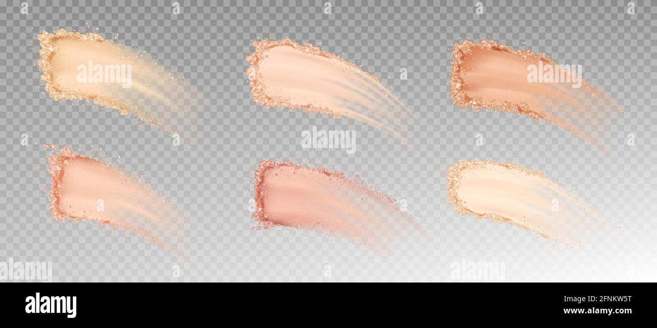 Dry powder, skin foundation smears, blush brush strokes broken crumbly ...