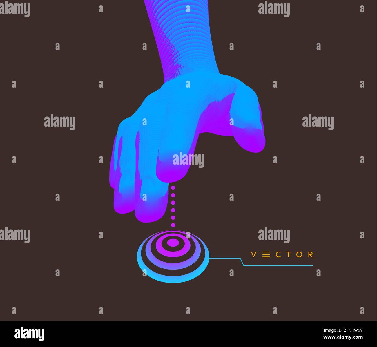 Hand ready to press a button. Futuristic technology style. 3d vector ...