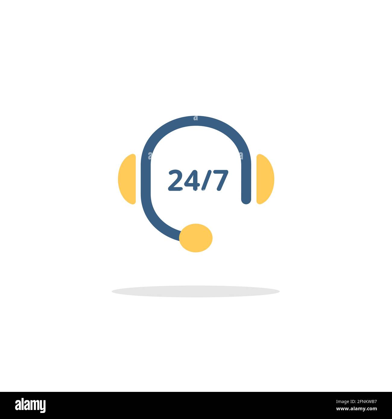 Call center. Headphones. Color icon with shadow. Commerce glyph vector ...