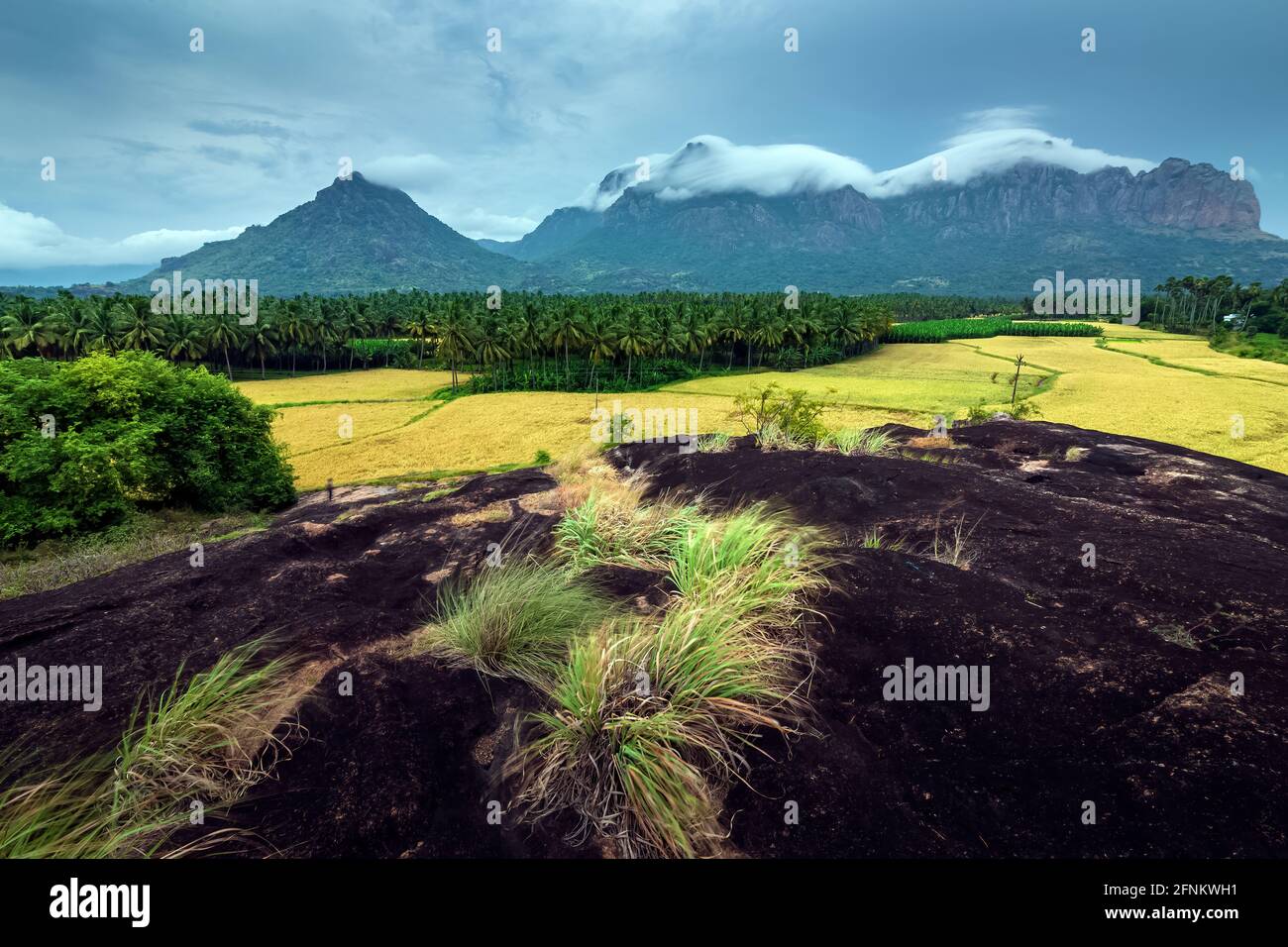 Wonderful monsoon climate with Misty white clouds mountain background ...