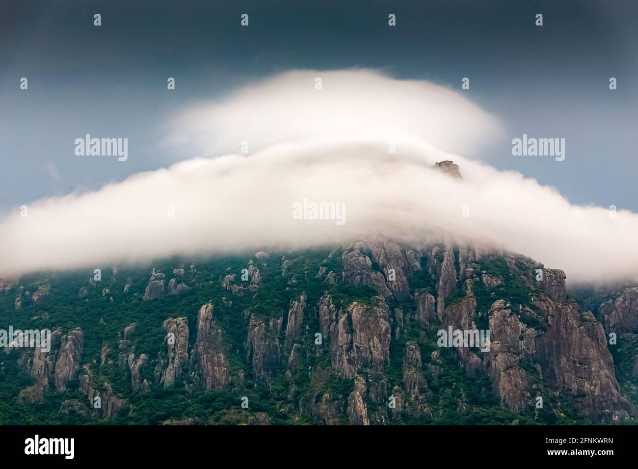 Wonderful monsoon climate with Misty white clouds mountain background ...