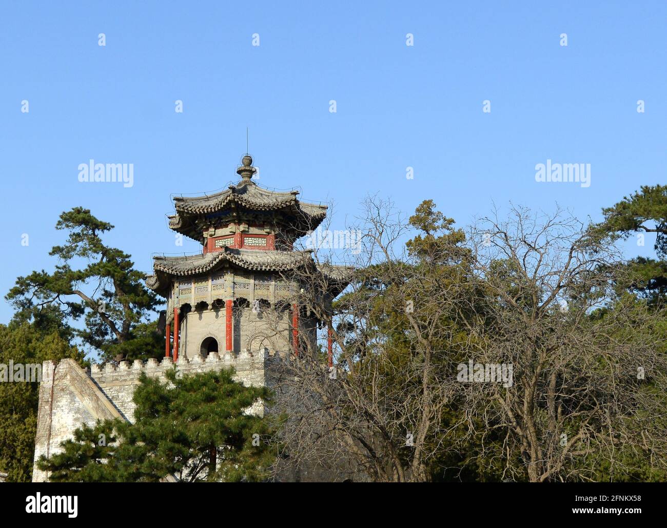 Traditional Chinese gates and pagodas at the Summer Palace in Beijing ...