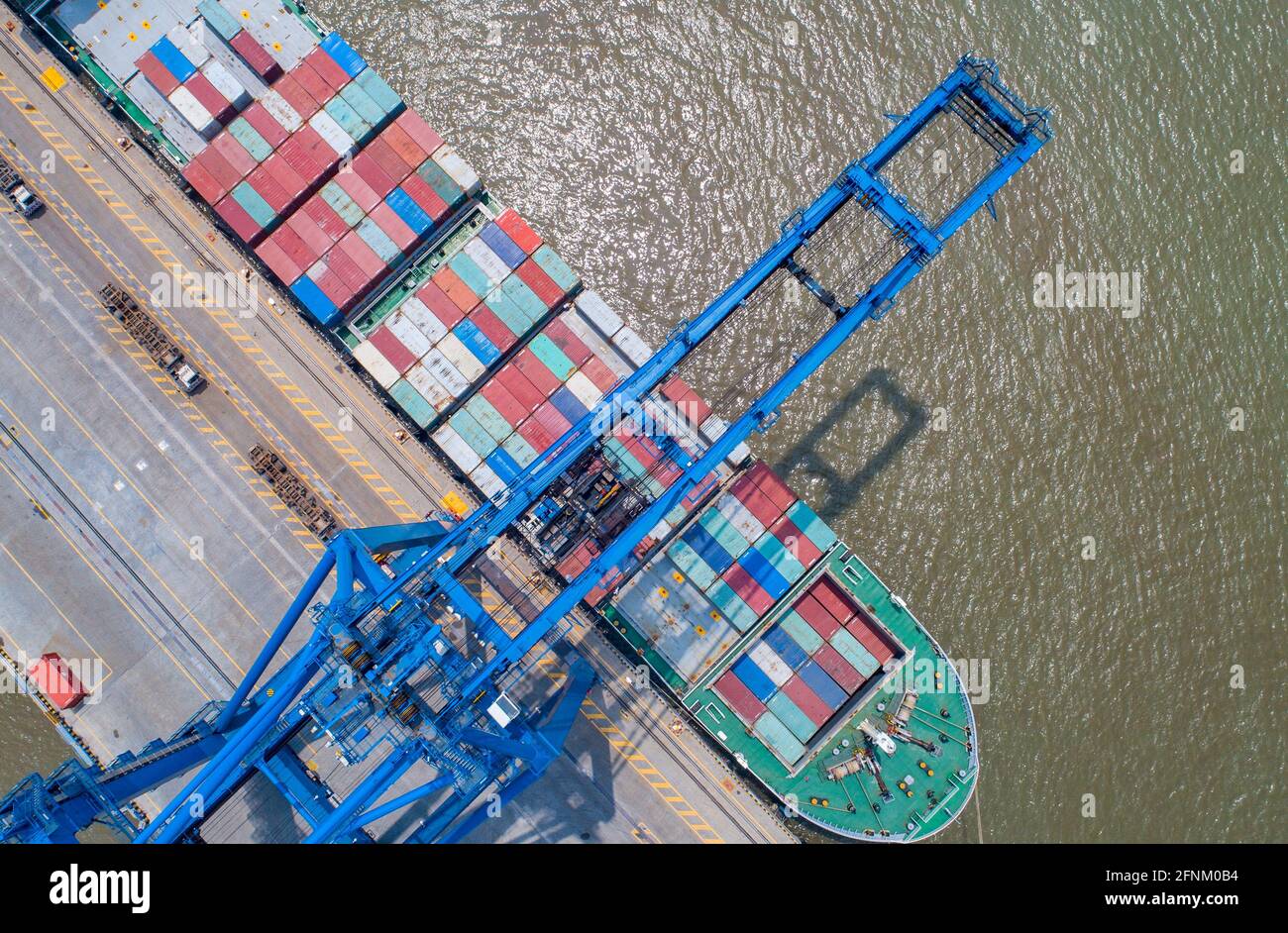 Nantong, China. 17th May, 2021. The container throughput of Nantong ...