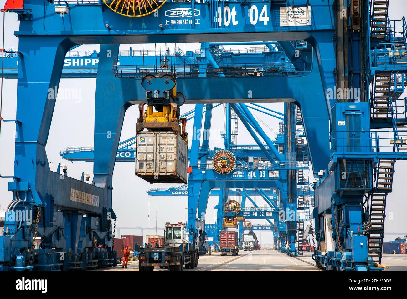 Nantong, China. 17th May, 2021. The container throughput of Nantong ...