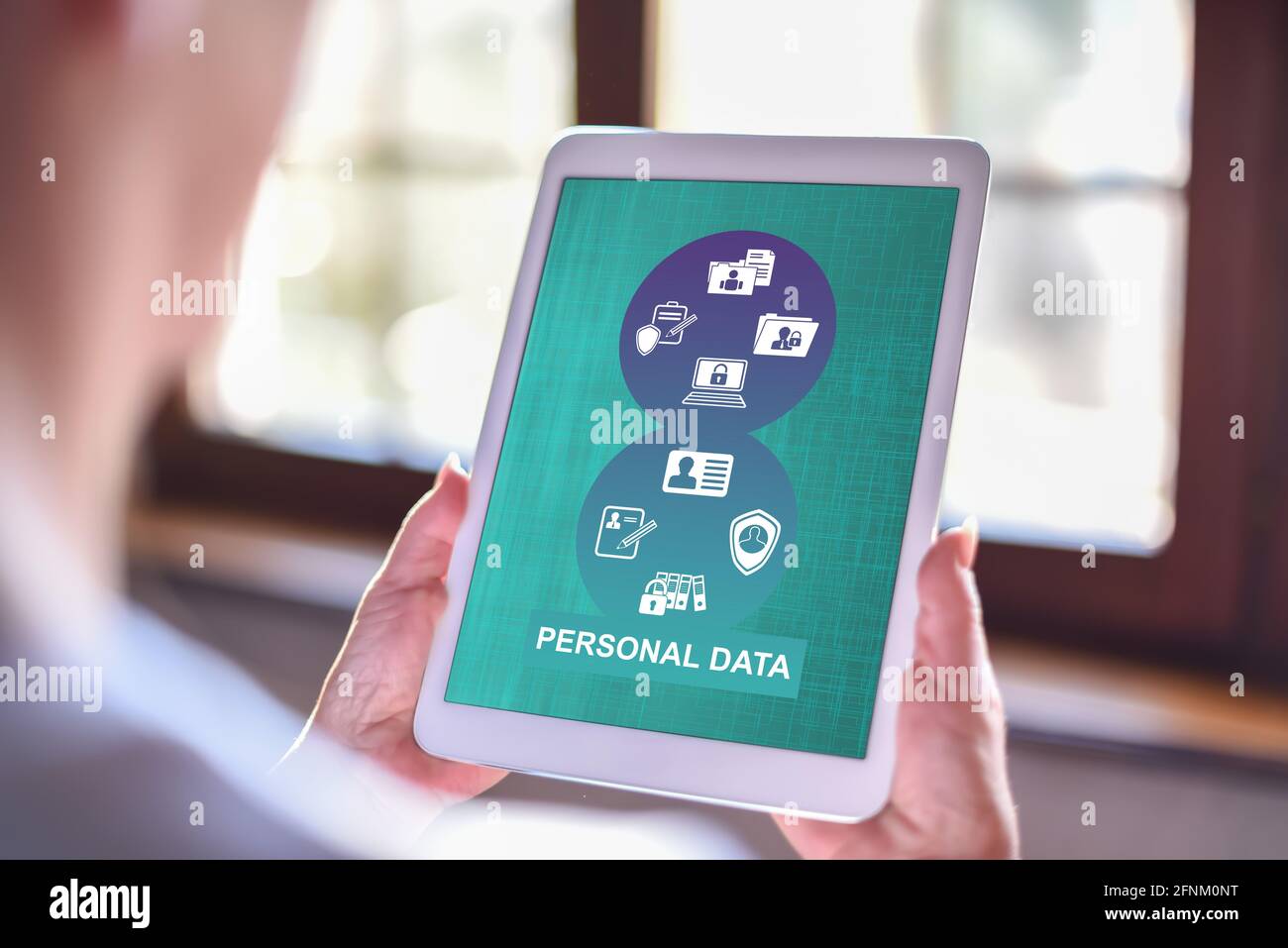 Tablet screen displaying a personal data concept Stock Photo - Alamy
