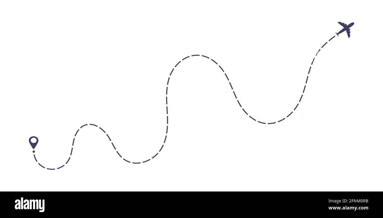 Airplane dashed line path flat style design vector illustration ...