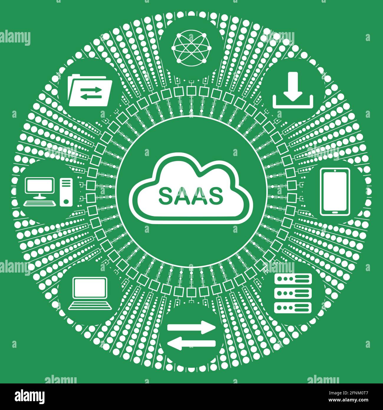 Concept of saas with connected icons Stock Photo - Alamy