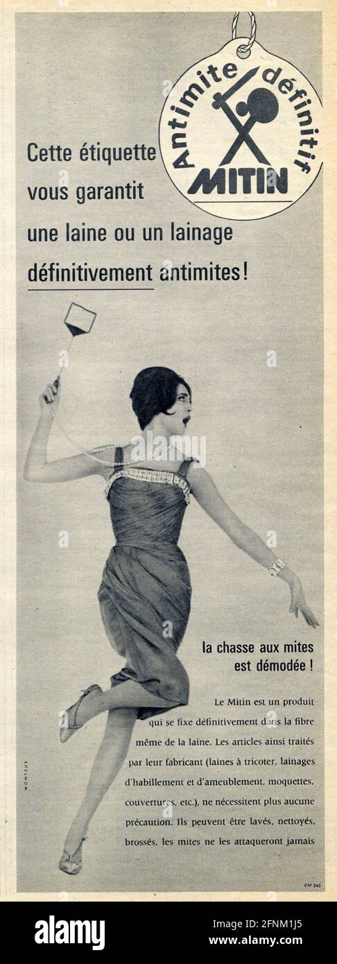 Publicité ancienne. Antimite définitif MITIN Stock Photo - Alamy