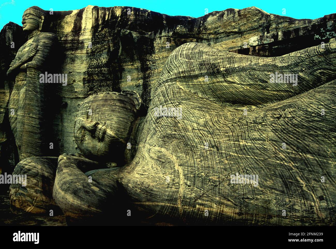 Buddha in the parinirvana position following his death, Polonnaruwa ...