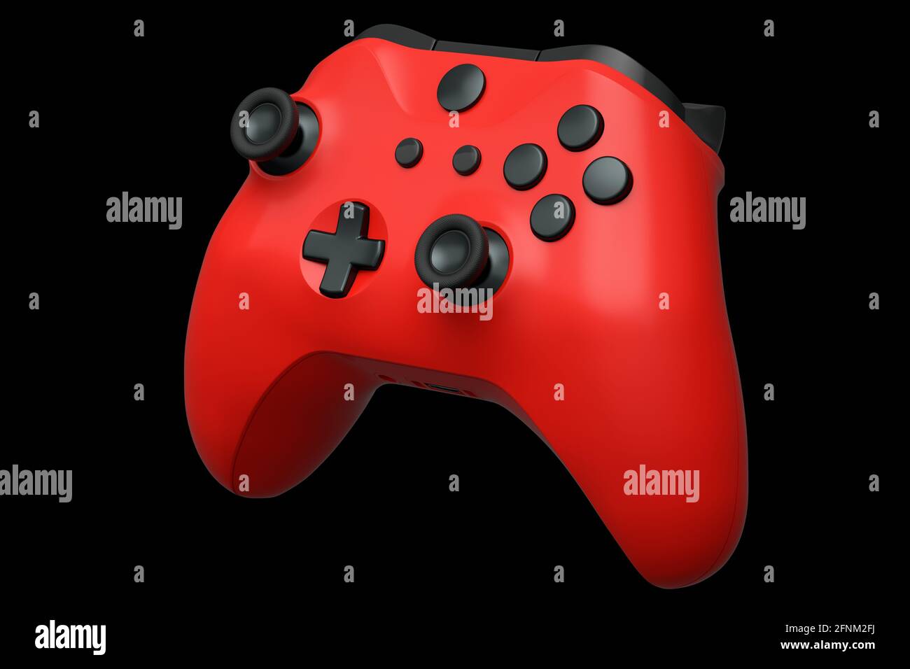 Realistic red joystick for video game controller on black background ...
