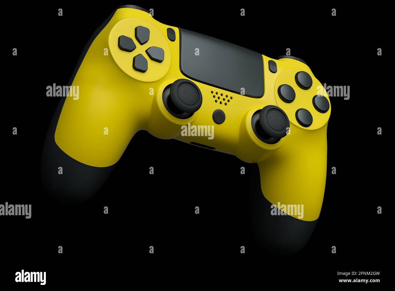 Realistic yellow joystick for video game controller on black background ...