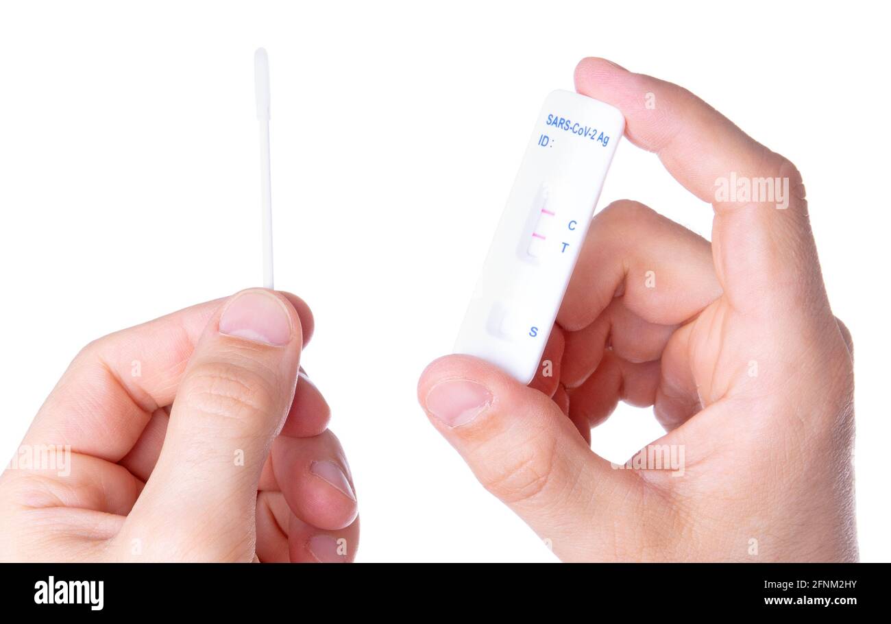 Rapid covid-19 strip test isolated on white - Positive tested Stock ...