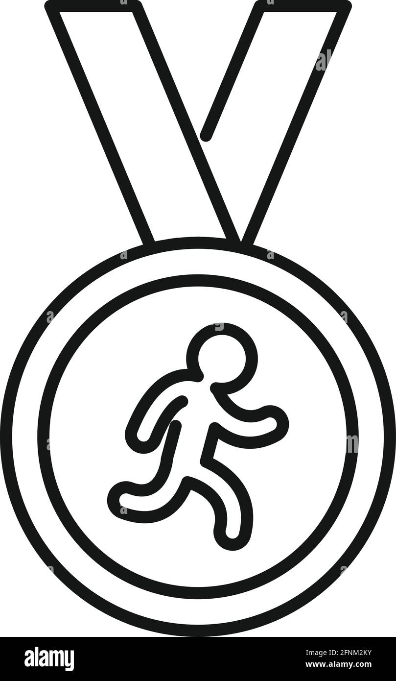 Running gold medal icon, outline style Stock Vector Image & Art - Alamy