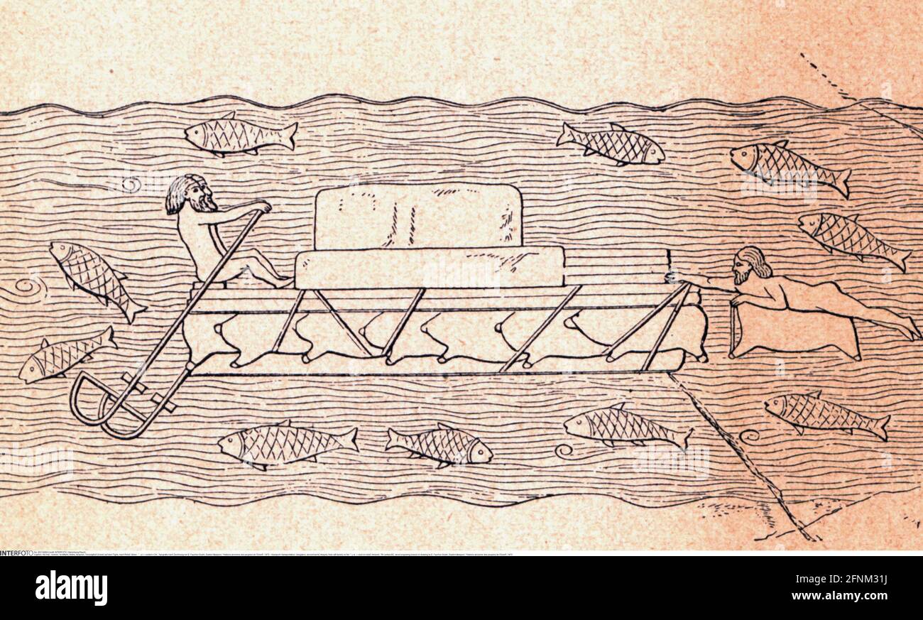 transport / transportation, navigation, ancient world, Assyria, hide ...