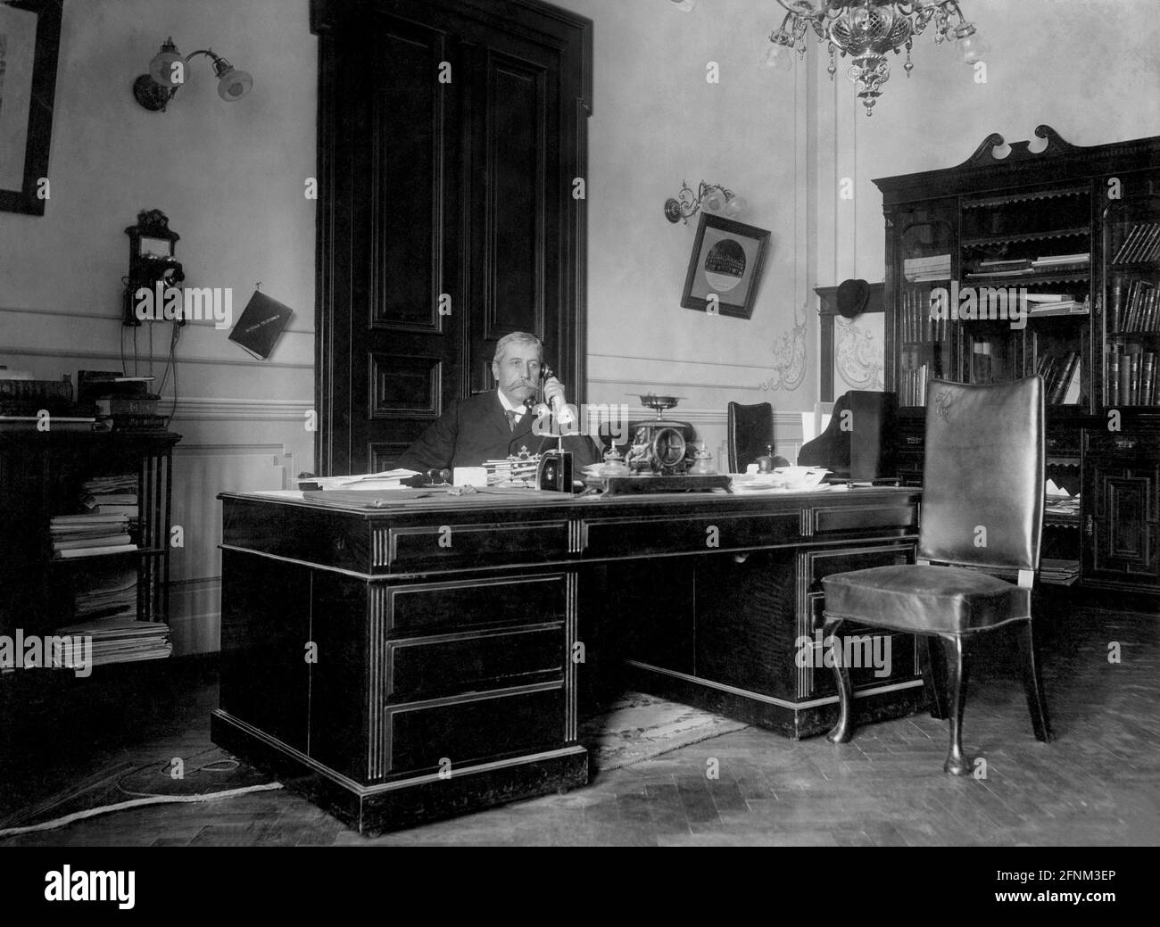 office, man in an office, talking on the phone, circa 1900, ADDITIONAL ...