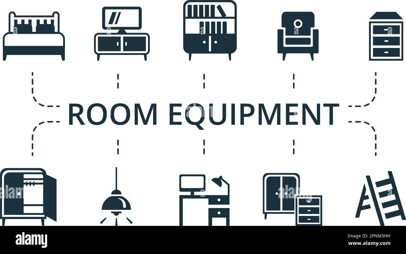 Room Equipment icon set. Collection contain pack of pixel perfect ...