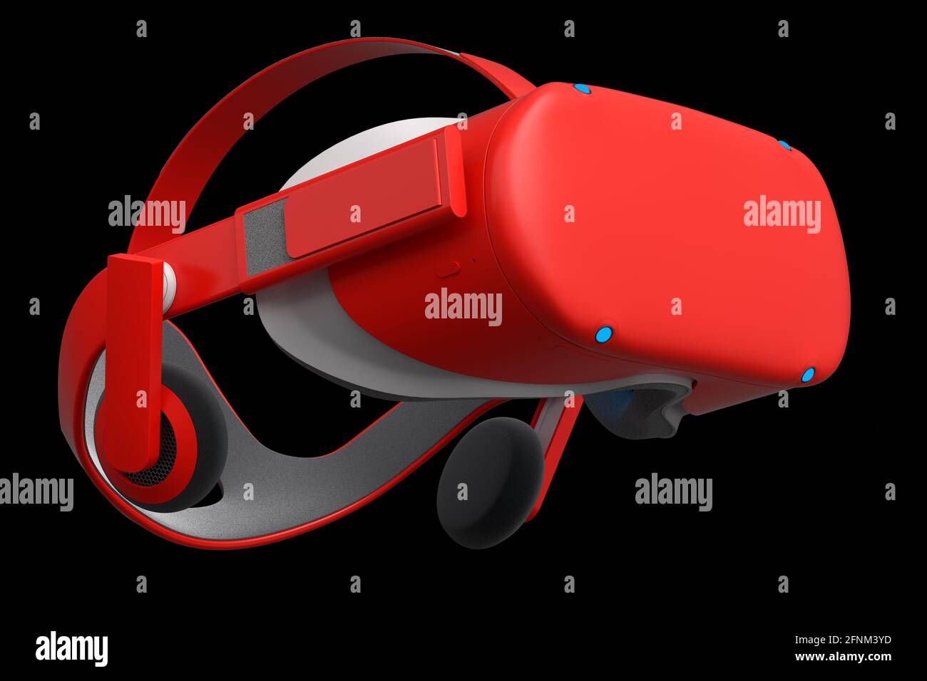 Virtual red reality glasses isolated on black background. 3d rendering ...