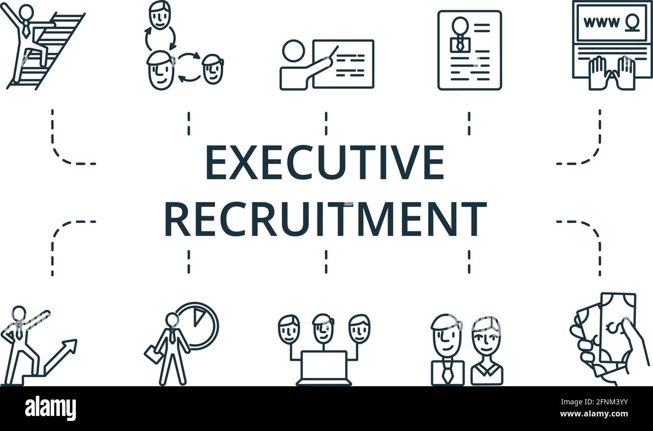 Executive Recruitment icon set. Collection contain pack of pixel ...