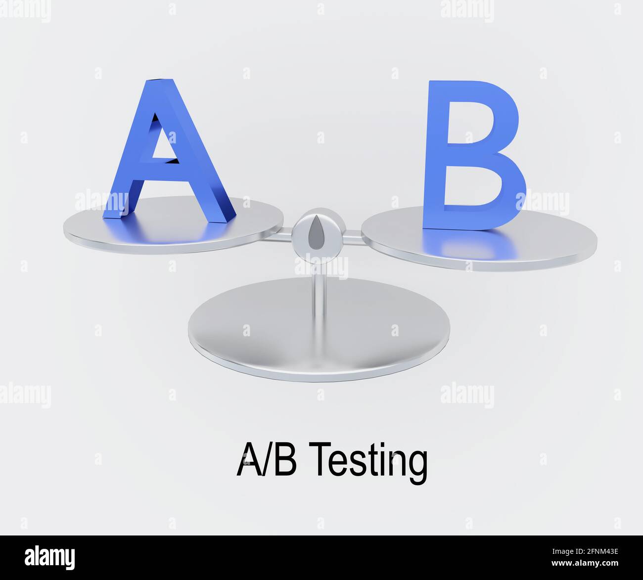 3D illustration of scales loaded with the letter A on one hand and the ...