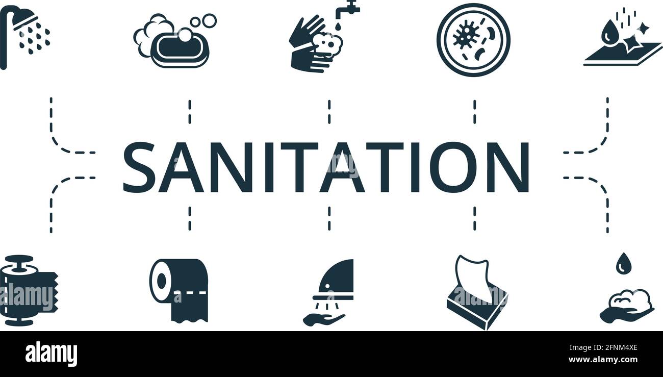 Sanitation icon set. Contains editable icons hygiene theme such as ...