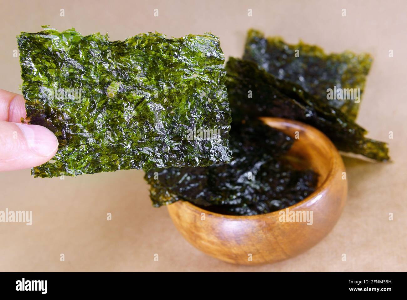 Crispy nori seaweed close up. Japanese food nori. Dry seaweed sheets ...