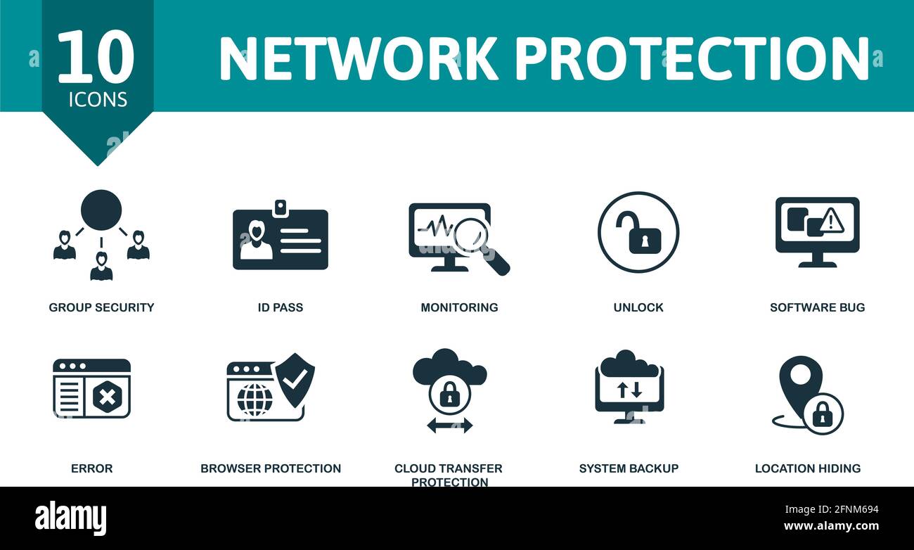 Network Protection icon set. Contains editable icons internet security ... Network Protection icon set. Contains editable icons internet security ...