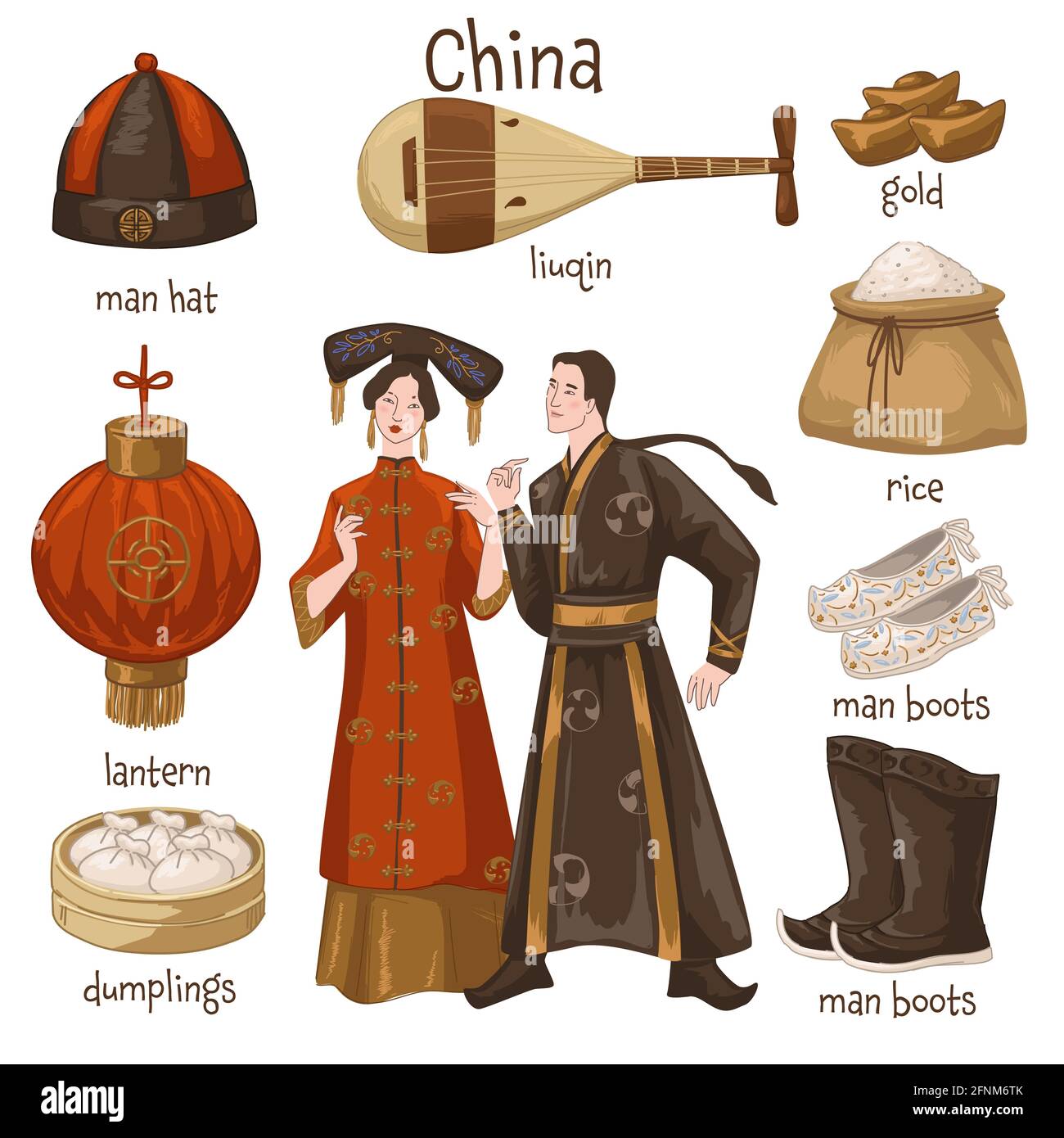 Chinese culture and traditions, man and woman Stock Vector Image & Art ...
