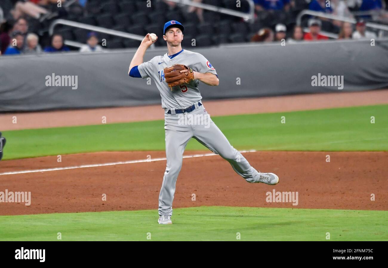 April 29, 2021: Chicago Cubs infielder Matt Duffy makes a throw to ...