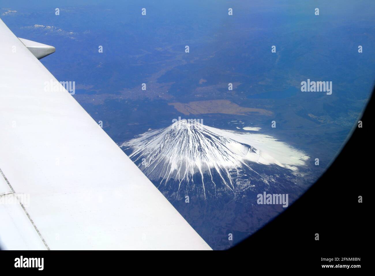 Mount Fuji view from aircraft window Japan Stock Photo - Alamy