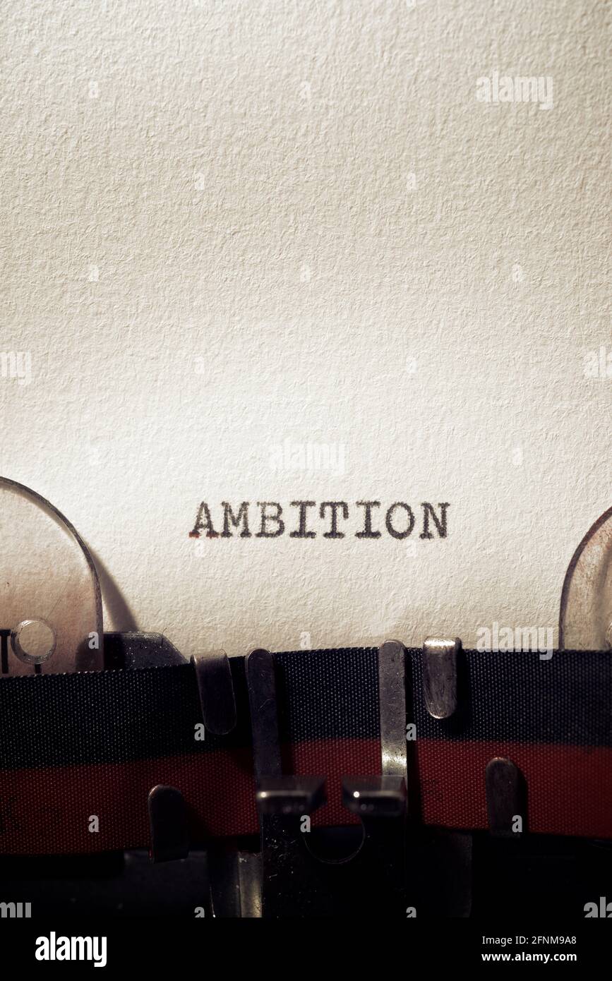 Ambition word written with a typewriter Stock Photo - Alamy