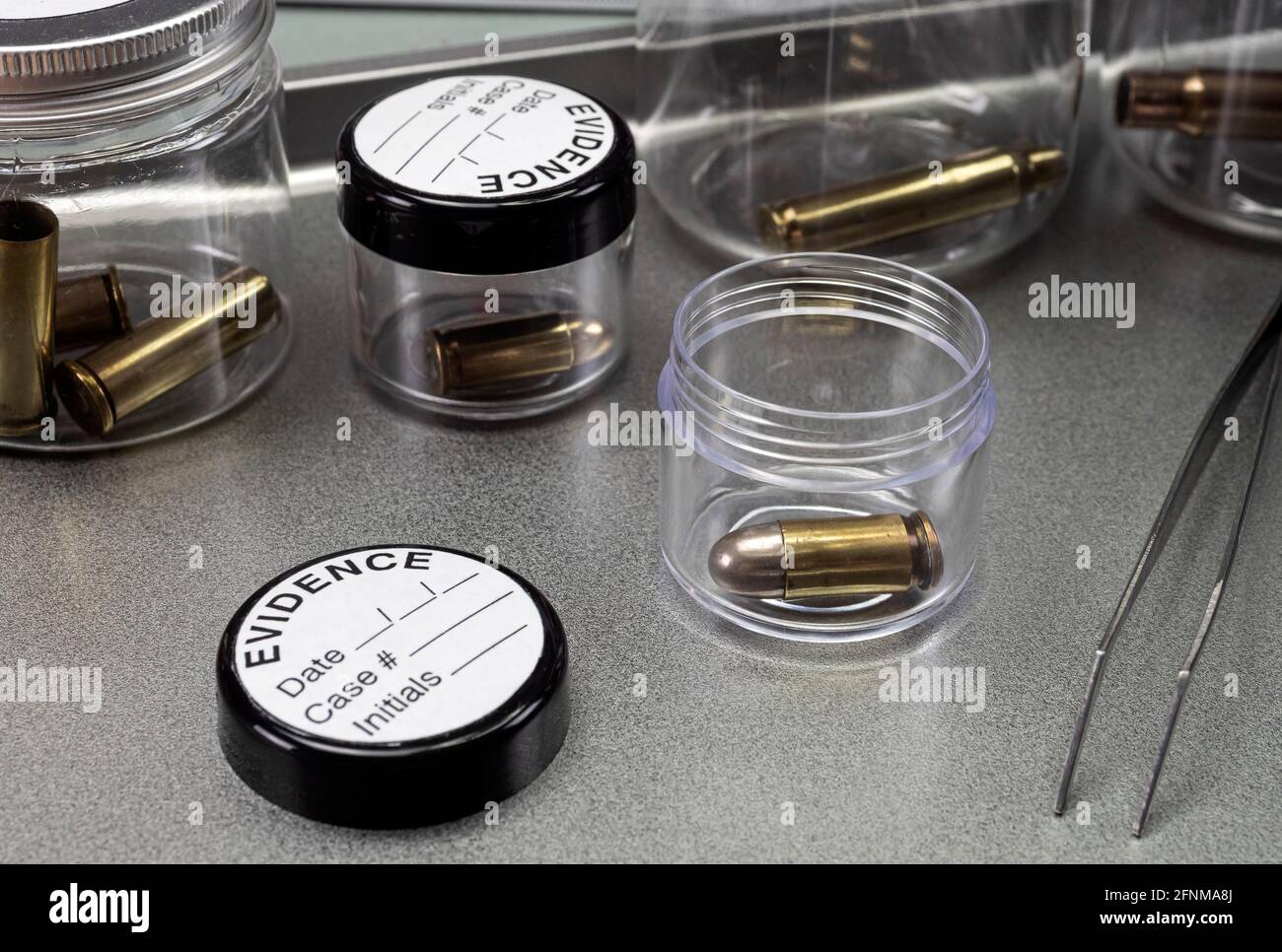 Criminalistic Laboratory, Bullet shell analysis, conceptual image Stock ...
