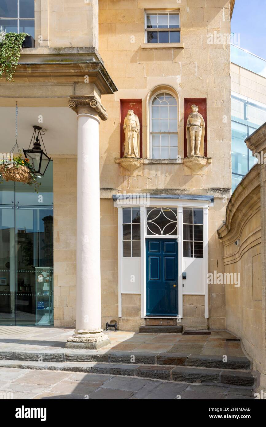 Architectural details outside Thermae Bath Spa building, Bath, Somerset ...