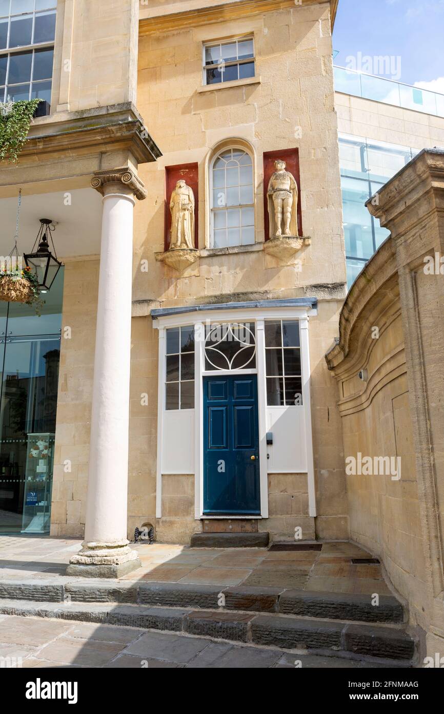 Architectural details outside Thermae Bath Spa building, Bath, Somerset ...