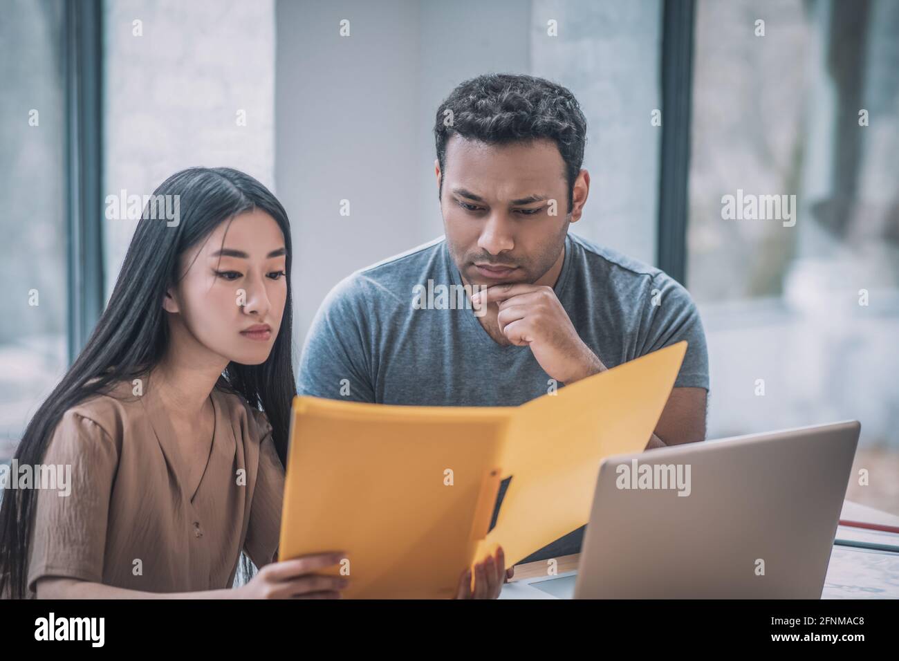 Colleagues working in the office and looking concentrated Stock Photo ...