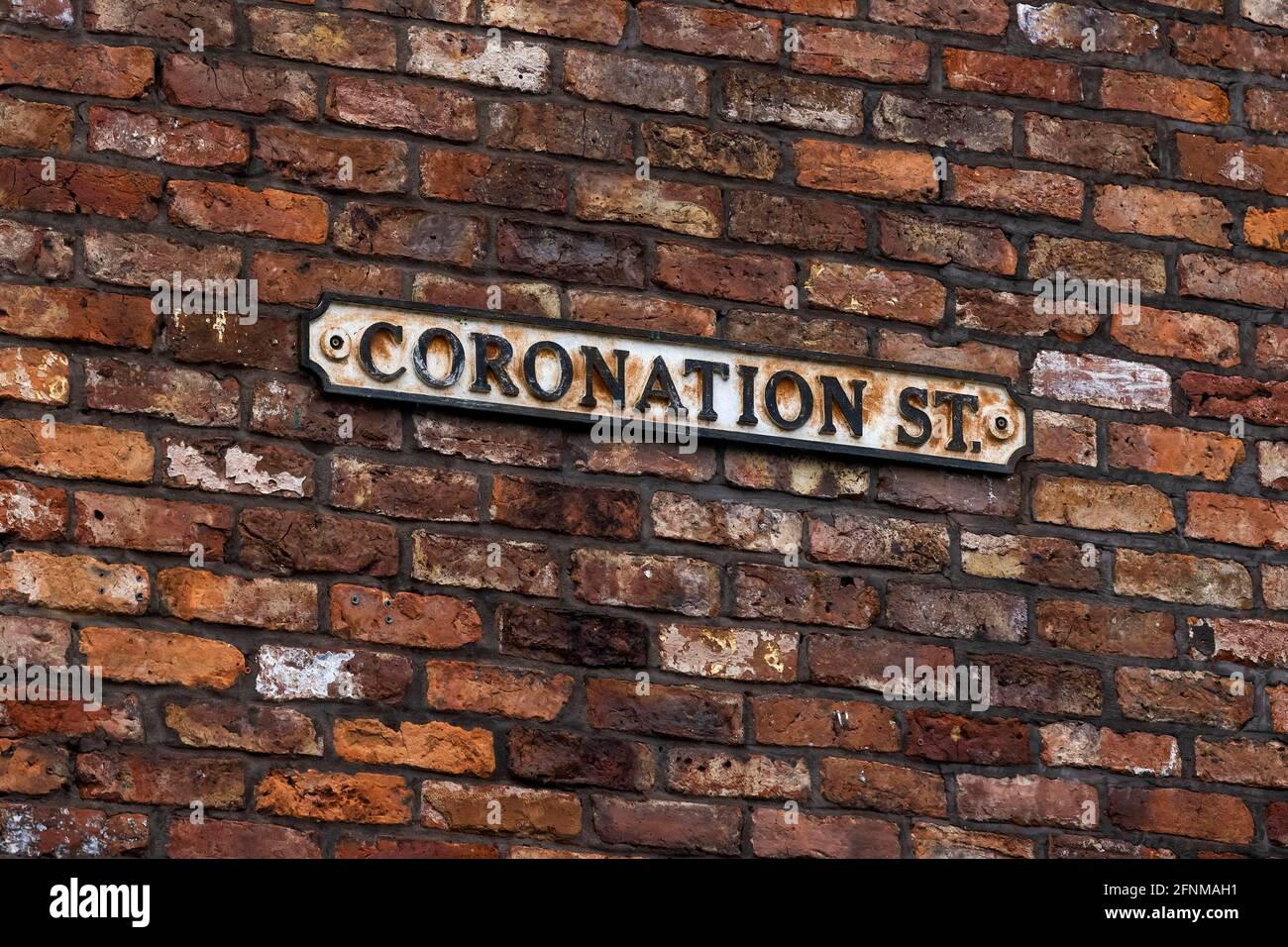 EDITORIAL USE ONLY The famous road sign on the set of Coronation Street ...