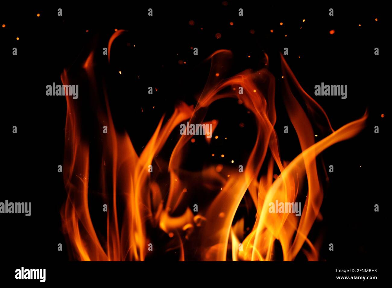 Fire line or flames isolated on black background. 4k resolution. Fire ...