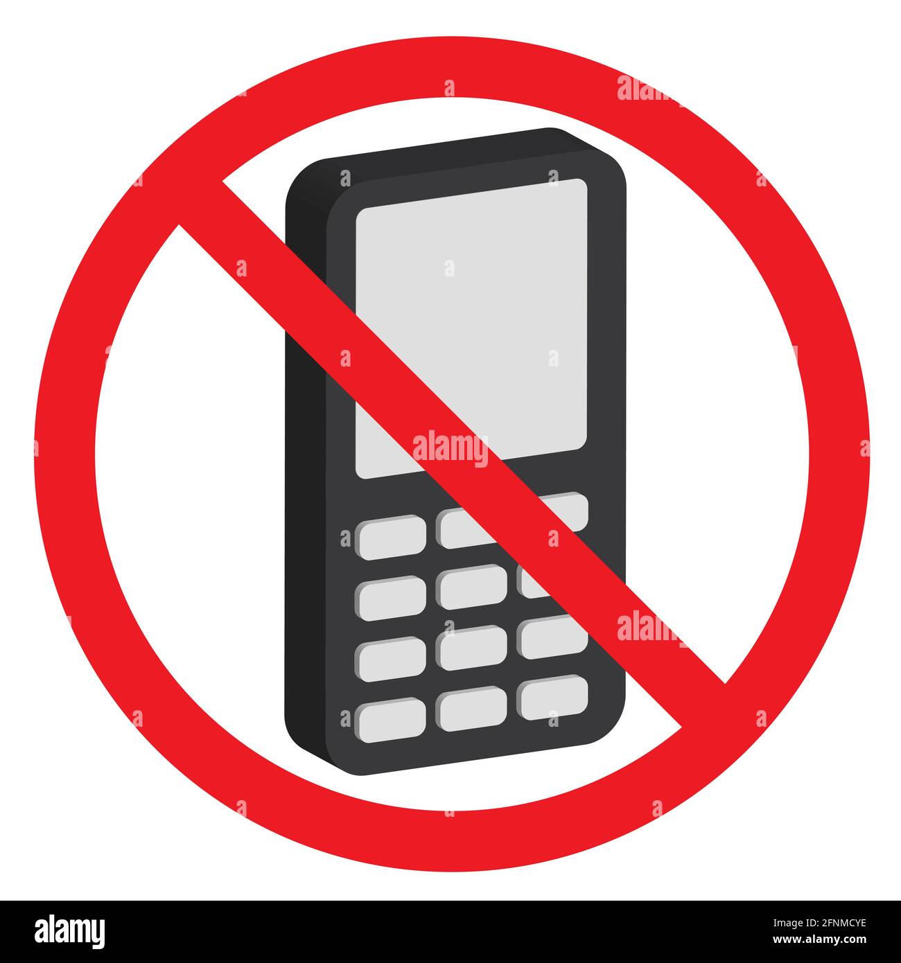 Telephone warning stop sign icon. Push button phone turn off. Vector ...