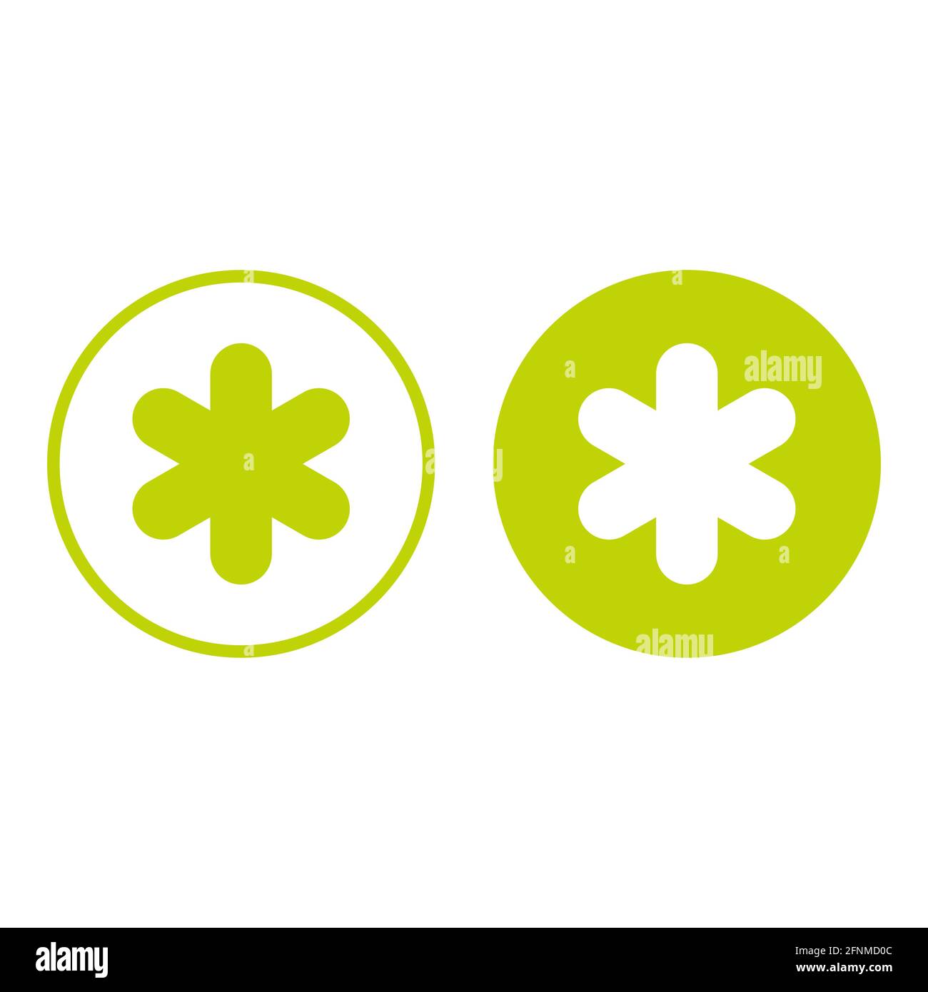 Asterisk footnote in green circle. icons set. Asterisk sign. Flat icon ...