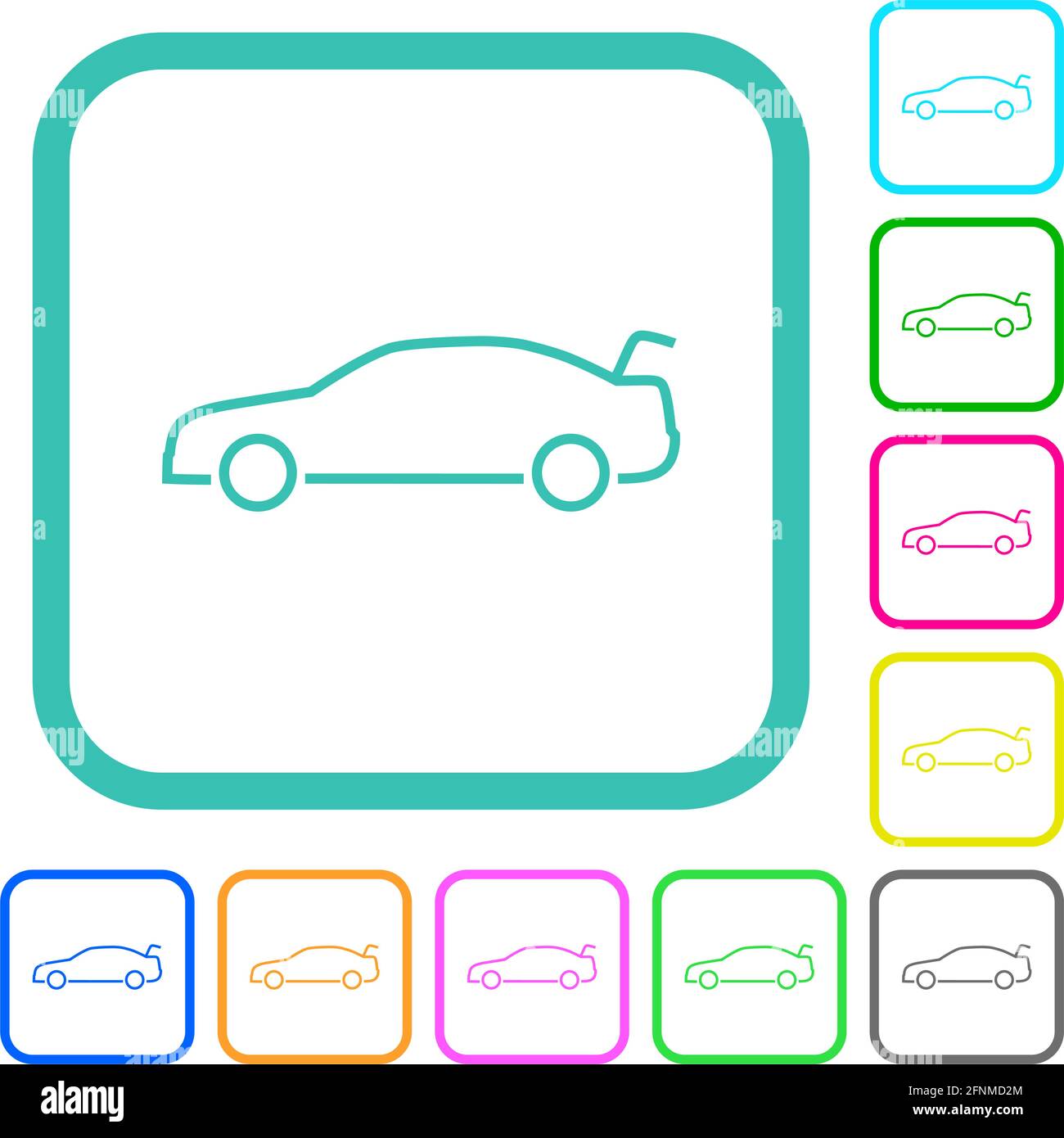 Car trunk open dashboard indicator vivid colored flat icons in curved ...