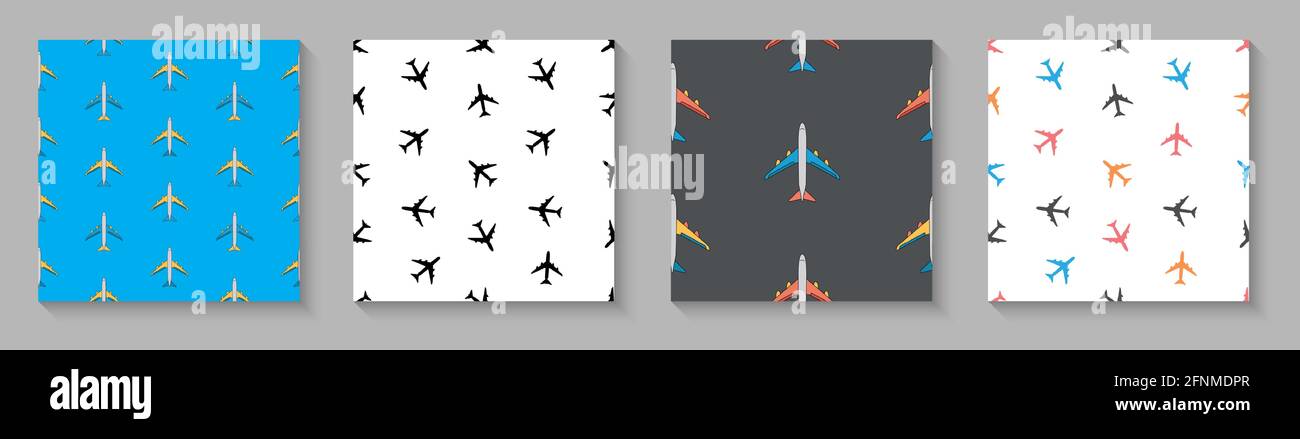 Airplane Seamless PatternCollection Set Background Vector Illustration ...