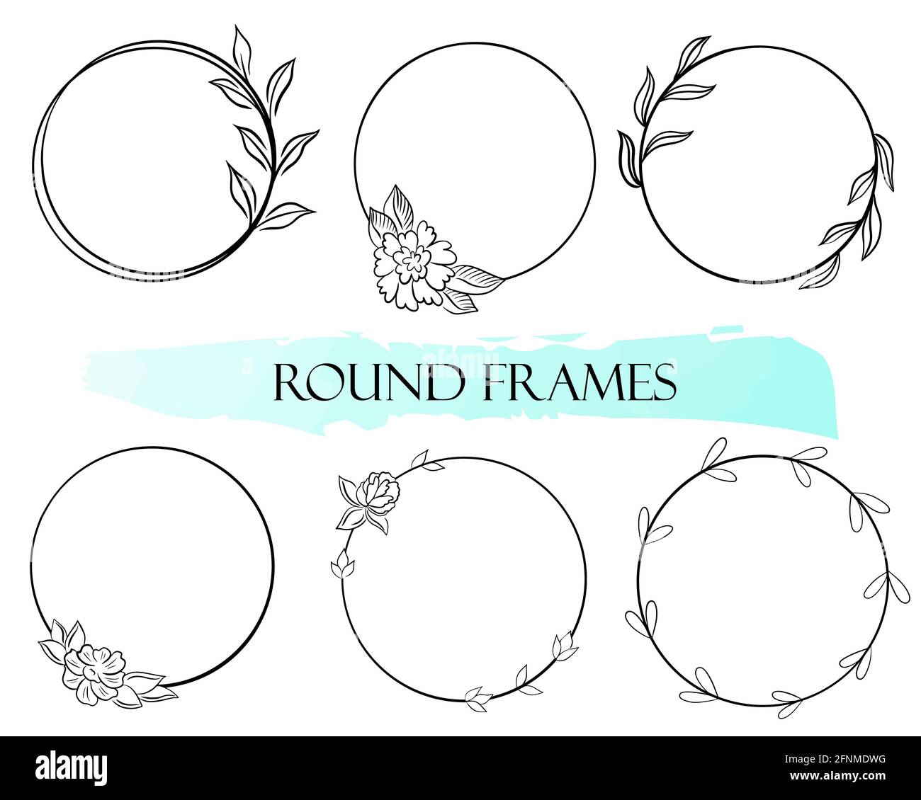 Set of round simple frames. Vector. Minimalistic circular frames with ...