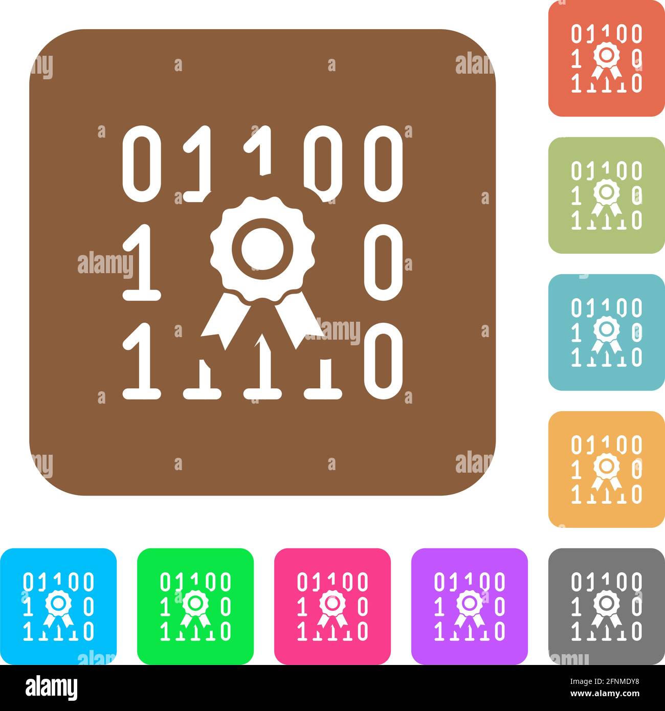 Digital certificate flat icons on rounded square vivid color ...